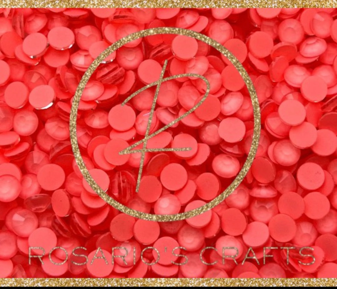 NEON CORAL GLASS FLATBACK RHINESTONES – ROSARIOS CRAFTS